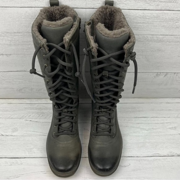 UGG | Shoes | Ugg Elvia In Slate Green Leather Wool Boots Womens Size ...